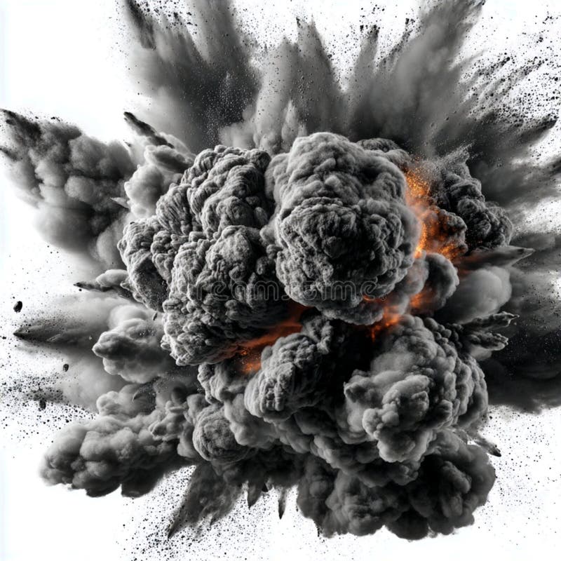 An Explosion of Dark Grey Smoke with Orange Light in the Center Stock ...