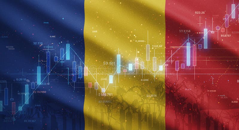Romania Flag with Financial Data Overlay Stock Illustration ...
