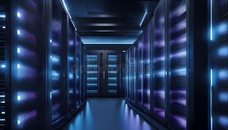 A Dynamic Image Showcasing a Sleek, High-density Server Rack Bathed in ...