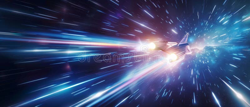 Dynamic Image of a Spacecraft Speeding through Star-studded Space, Its ...