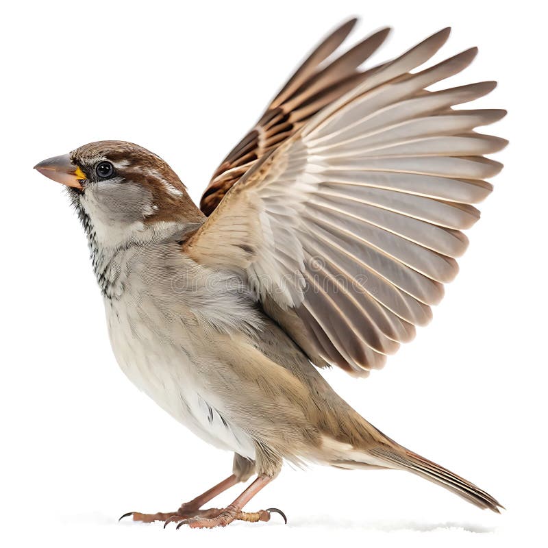 Dynamic Image of a Sparrow Flying and Spreading Its Wings, Set Against ...