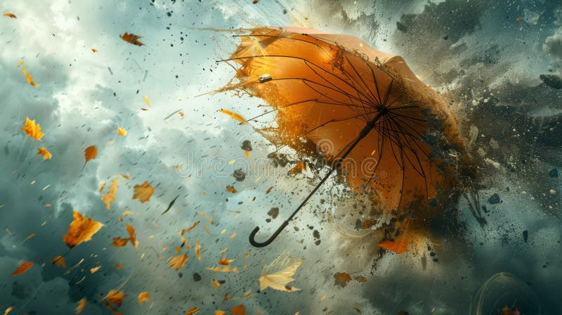 Dynamic Image of an Umbrella in a Storm Illustrating the Concept of ...