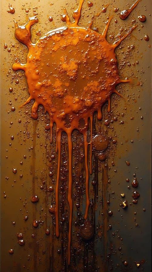 Vibrant Orange Liquid Dripping and Splattering on a Flat Surface Stock ...