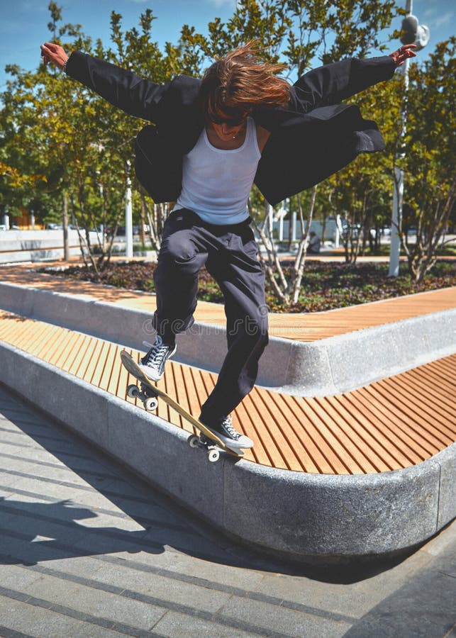 Dynamic Image of Young Stylish Guy in Motion, Showing Skill, Doing ...