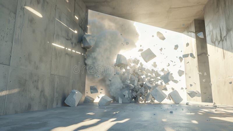 Dynamic Impact, Exploding Wall with Open Center Space. Generative Ai ...