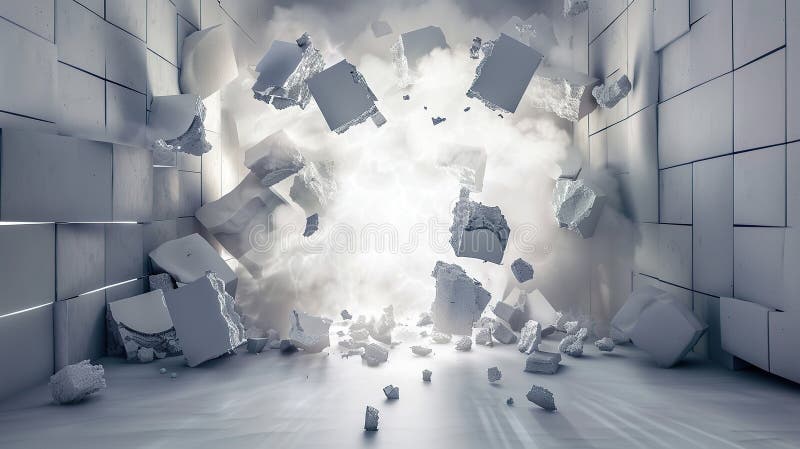 Dynamic Impact, Exploding Wall with Open Center Space. Generative Ai ...