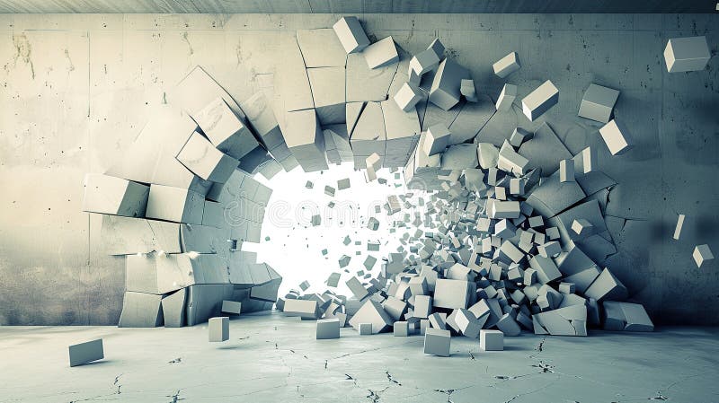 Dynamic Impact, Exploding Wall with Open Center Space. Generative Ai ...