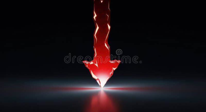 Fiery Red Downward Arrow Symbolizing Economic Recession Stock Market ...
