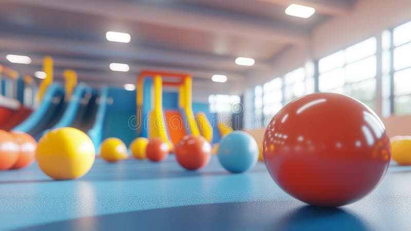 A Dynamic Indoor Play Area Teeming with Colorful Balls, Featuring ...