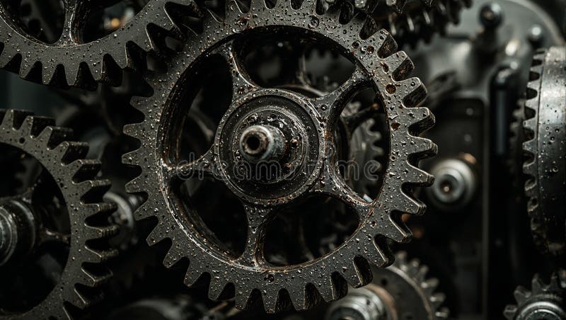 Dynamic Industrial Gears in Intricate Motion Oiled and Gleaming Stock ...