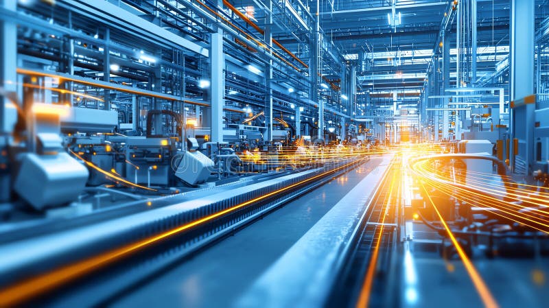 Dynamic Industrial Production Line Inside Modern Factory Showcasing ...