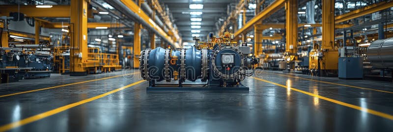 Dynamic Industrial Space with Machinery Installation Stock Illustration ...