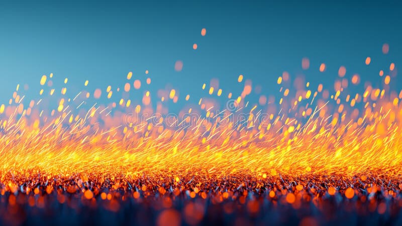 Dynamic Industrial Sparks Flying in Motion Blur Effect Representing ...