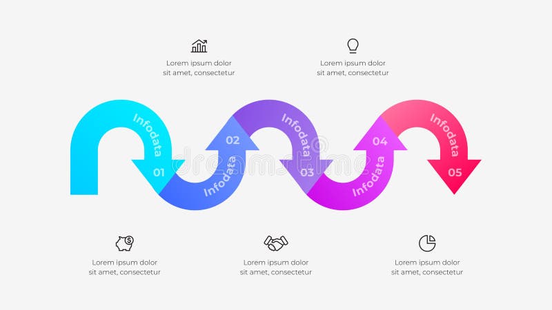 Dynamic Infographic Illustrating a Five Step Process with Gradient ...