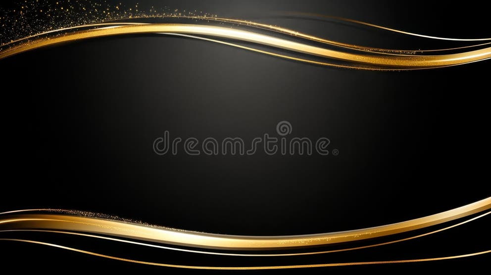 Dynamic Ing Space with Elegant Golden Curved Lines Framing a Black ...