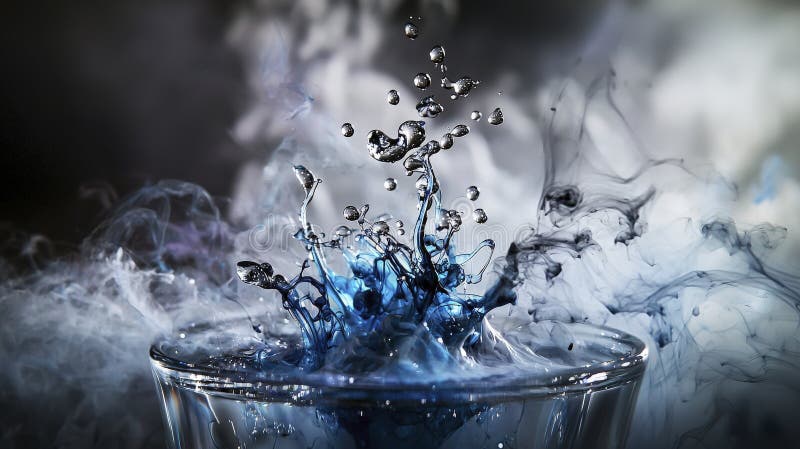 Dynamic Ink Droplets Creating Soft Smoky Shadows in Glass Abstract Art ...