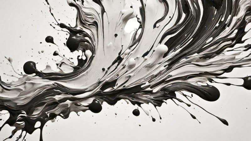 Dynamic Ink Splash in High-Contrast Black and White Stock Illustration ...