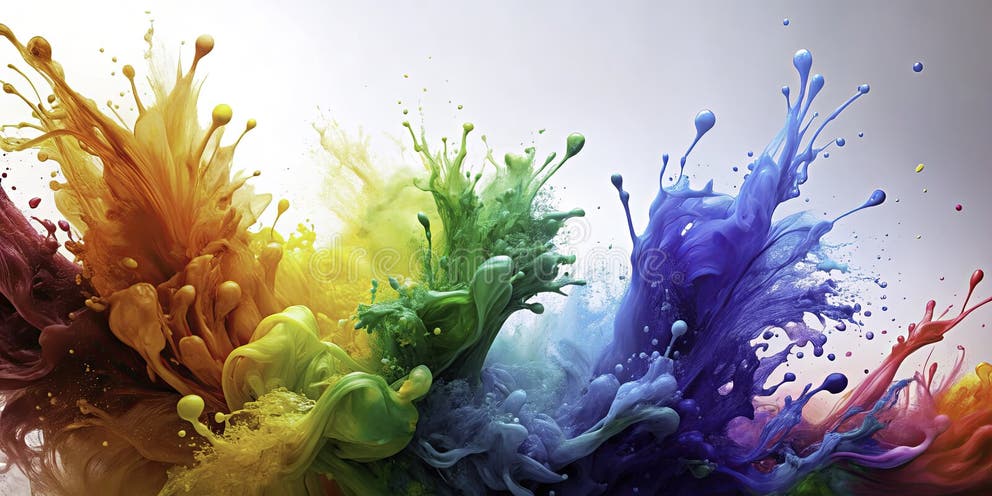 Dynamic Ink Splatter Art Vibrant Colors Explode on a Clean White Background for Creative Design ...