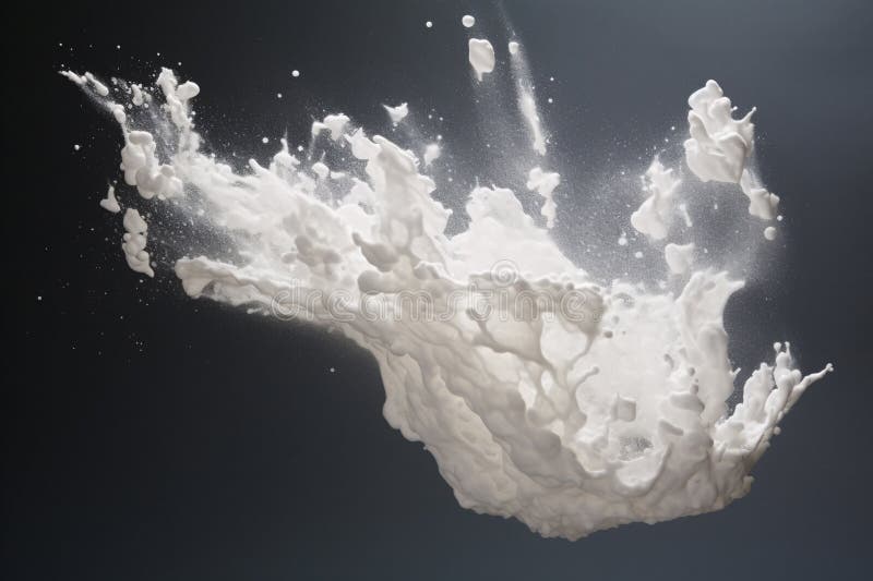 Dynamic and Intense White Powder Explosion on Black Background for ...