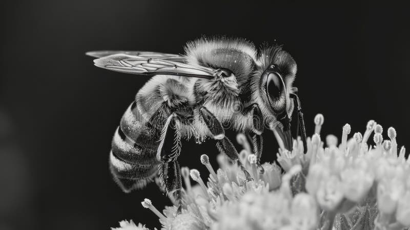 The Dynamic Interaction of a Bee with a Blooming Flower, Presented in a ...