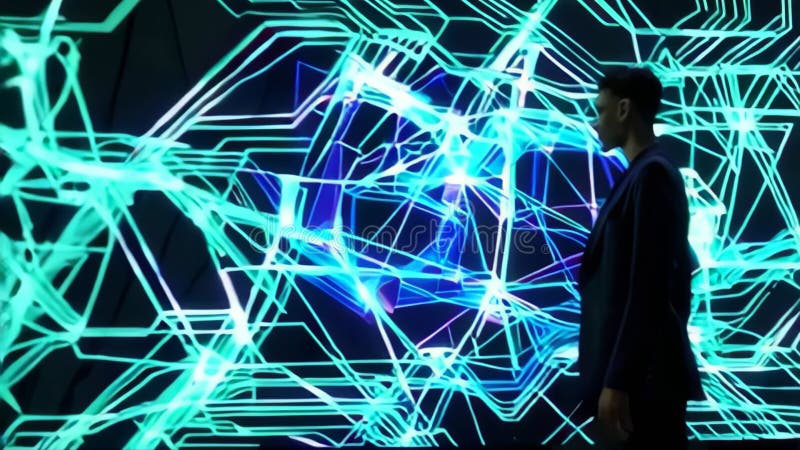 Dynamic Interaction with Futuristic Neon Light Display in a Dark ...