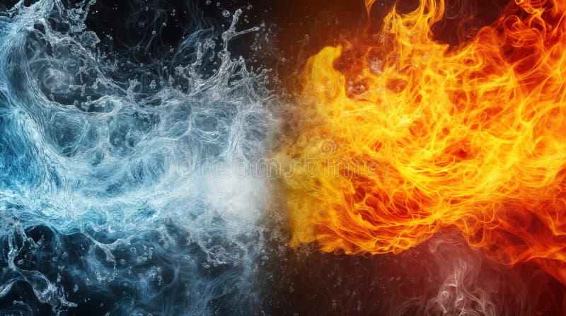 Dynamic Interaction between Water and Fire Stock Illustration ...