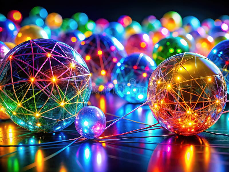 Dynamic Interconnected Glowing Spheres a Futuristic Abstract Background ...