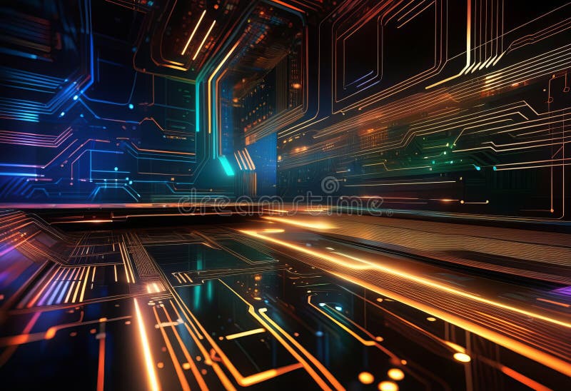 The Dynamic Interface of Future-Tech Innovation Stock Illustration ...