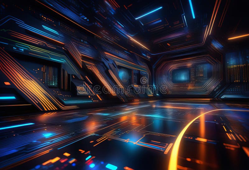 The Dynamic Interface of Future-Tech Innovation Stock Illustration ...