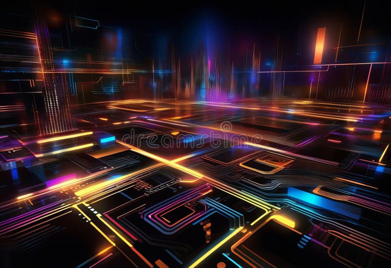 The Dynamic Interface of Future-Tech Innovation Stock Illustration ...