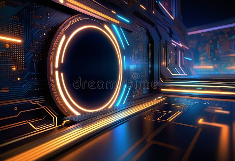 The Dynamic Interface of Future-Tech Innovation Stock Illustration ...