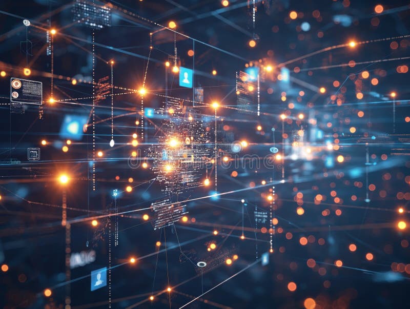 Abstract Digital Network Connections Stock Photo - Image of interface ...