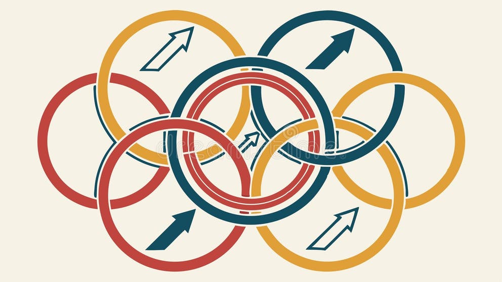 Dynamic Interlocking Rings, Synergy Flow, Vector Design Generative AI ...