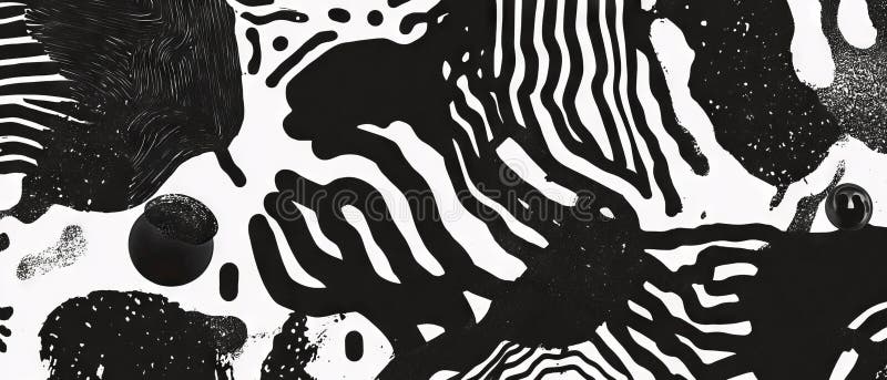 Unique Abstract Black Ink Patterns with Non-representational Shapes on ...