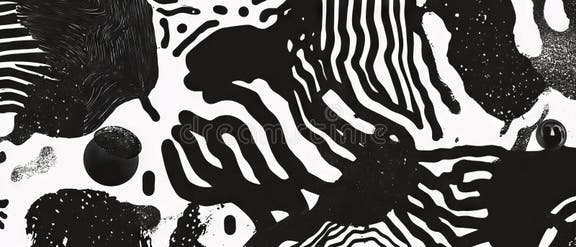 Unique Abstract Black Ink Patterns with Non-representational Shapes on ...