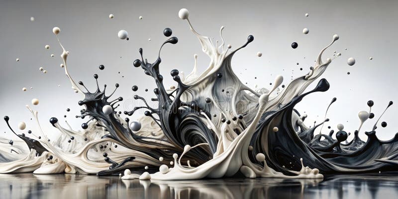 Dynamic Interplay of Black and White Liquid Splashes Creating an ...