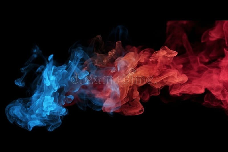 Dynamic Interplay of Blue and Red Fire Isolated Against a Black ...