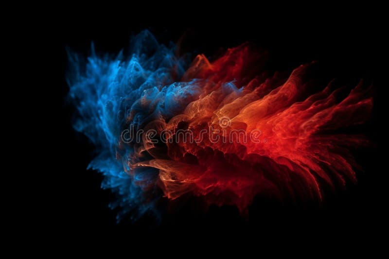 Dynamic Interplay of Blue and Red Fire Isolated Against a Black ...