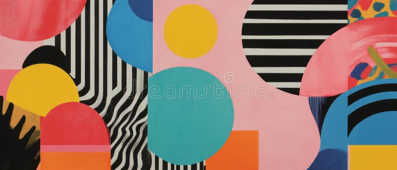 Dynamic Interplay of Postmodern Patterns and Bright Geometric Shapes in ...