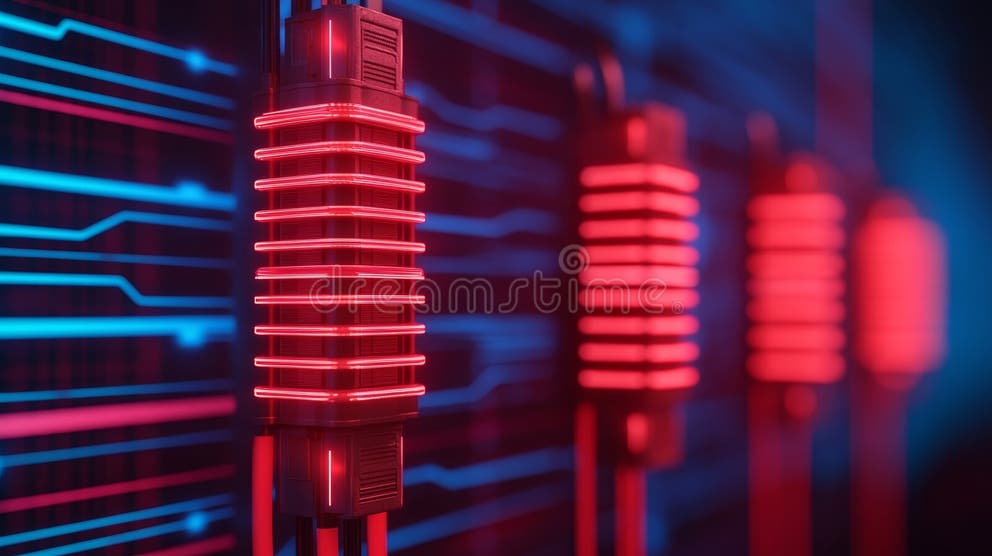 Dynamic Interplay of Red and Blue Light Beams Against a Dark Background ...