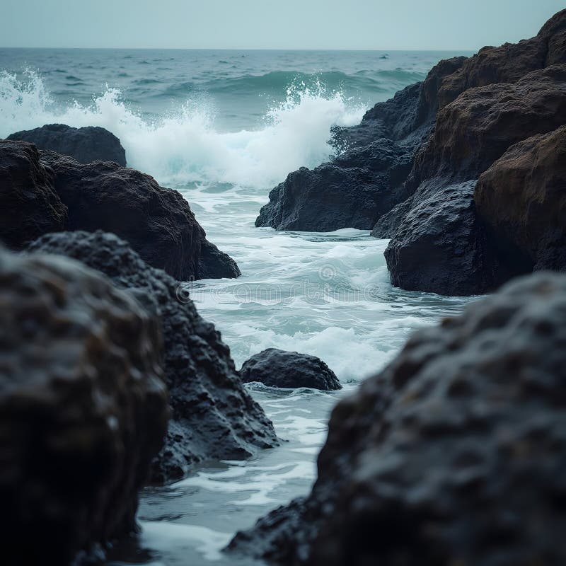 Dynamic Interplay of Rocks and Waves in Coastal Landscape Stock ...