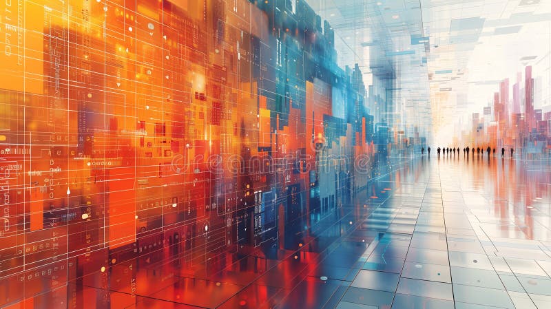 Dynamic Interplay Technology Innovation Vibrant Colors Intricate ...