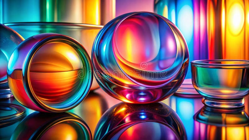 Dynamic Interplay of Translucent Glass Shapes Vibrant Colors and ...