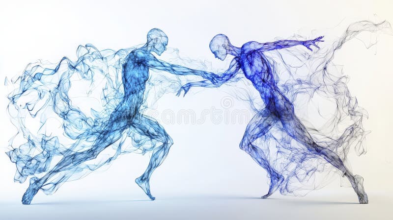 Dynamic Intertwining of Transparent Human Figures in an Ethereal ...