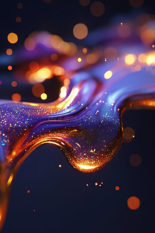 Dynamic Iridescent Liquid Blob with Vibrant Melting Shape and Sparkling ...