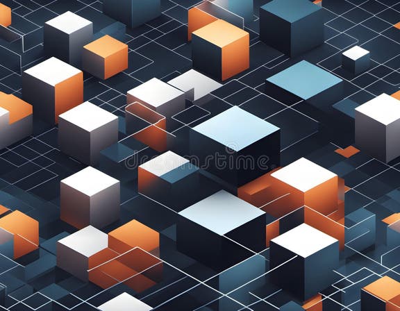 A Dynamic, Isometric Block Abstract Showcasing a Sophisticated Data Visualization UI. the Stock ...