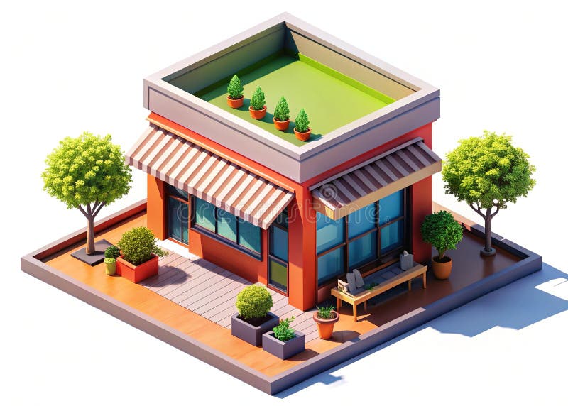 Dynamic Isometric Corner Shop Illustration a Bright and Modern Retail ...