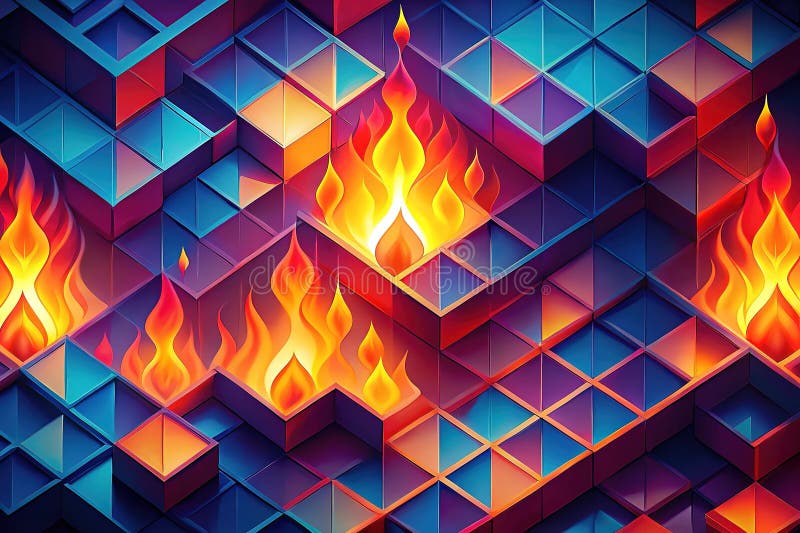 Dynamic Isometric Fire Paper Texture a Vibrant Abstract Graphic Design ...