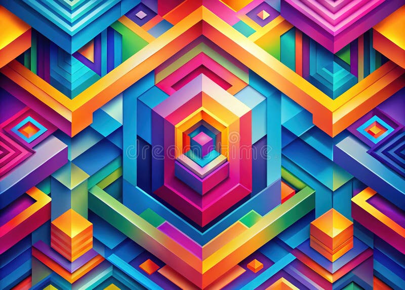 Dynamic Isometric Geometric Abstract Background Design for Modern Art ...