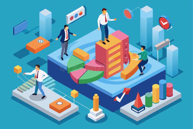 A Dynamic Isometric Illustration Depicts Professionals Engaging in Risk ...